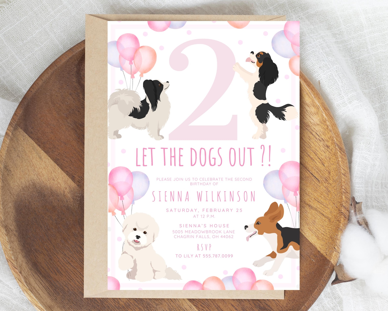 Two Let the Dogs Out Second Birthday Invitation Girl Digital Download ...