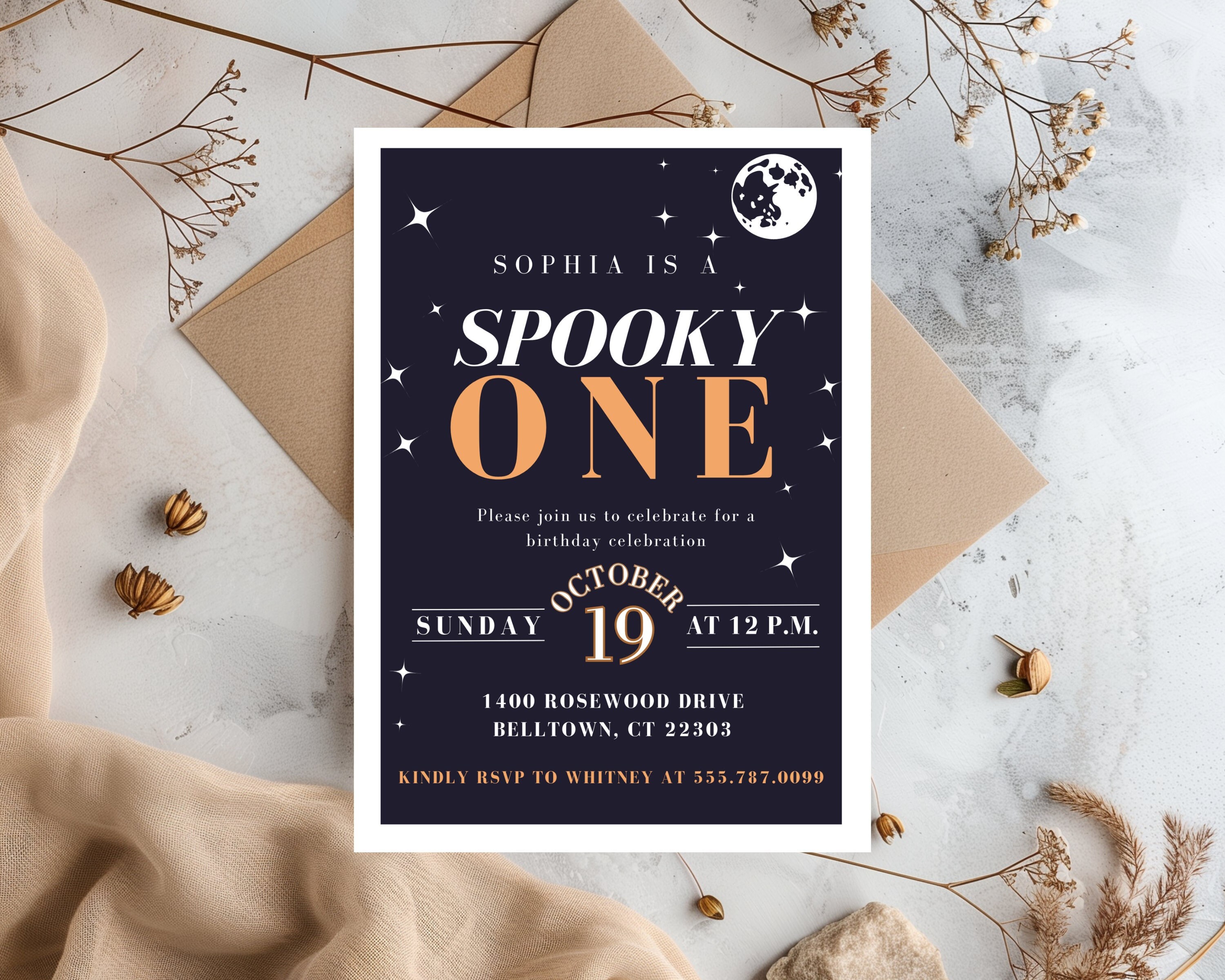 Spooky One First Birthday Invitation Instant Digital Download Canva ...