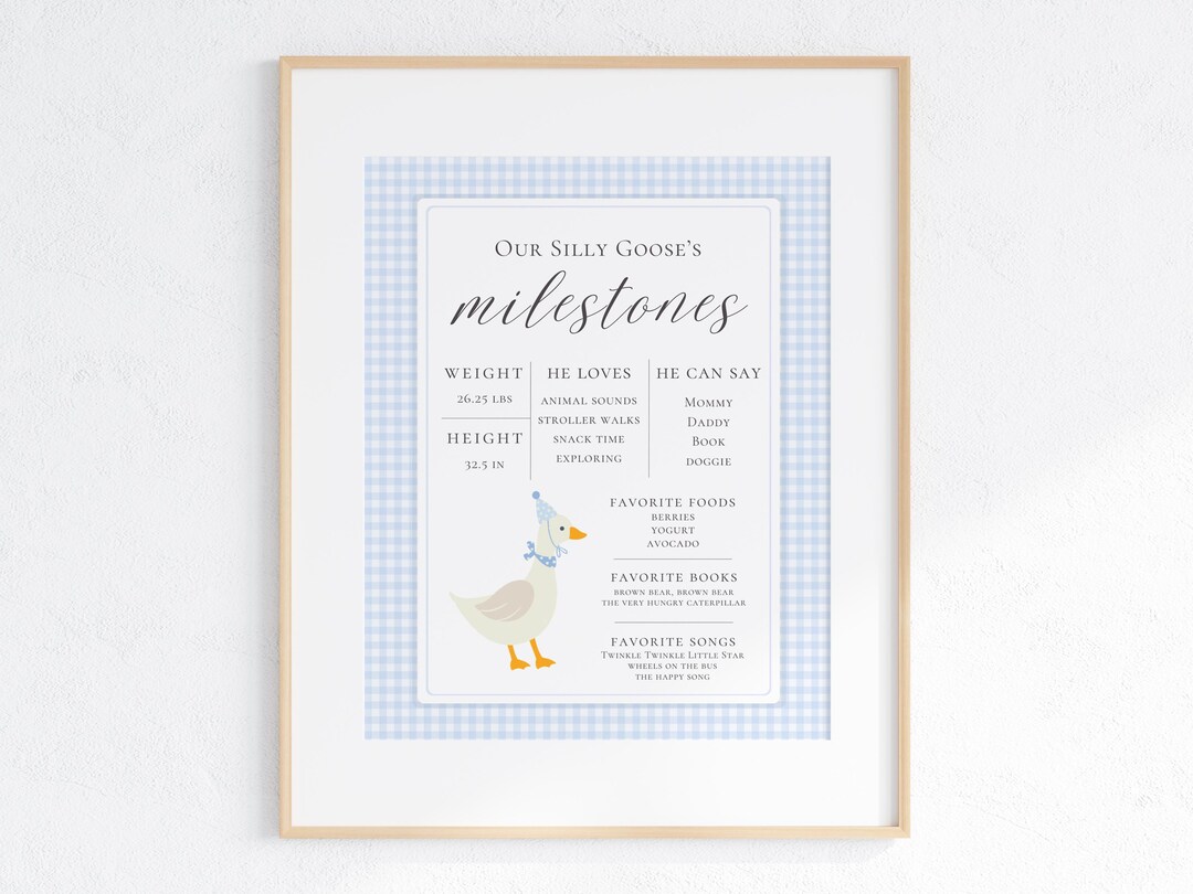 One Silly Goose Birthday Party Milestone Board 16" X 20" | Editable ...