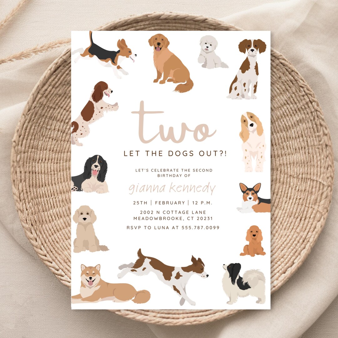 Second Birthday Invitation Digital Download Two Let the Dogs Out Invite ...