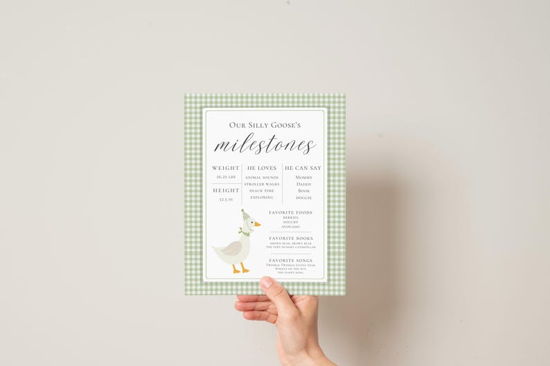 One Silly Goose Birthday Party Milestone Board 16 X 20 Editable Digital ...