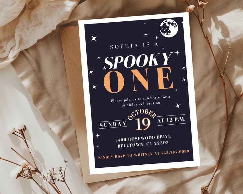 Spooky One First Birthday Invitation Instant Digital Download Canva ...