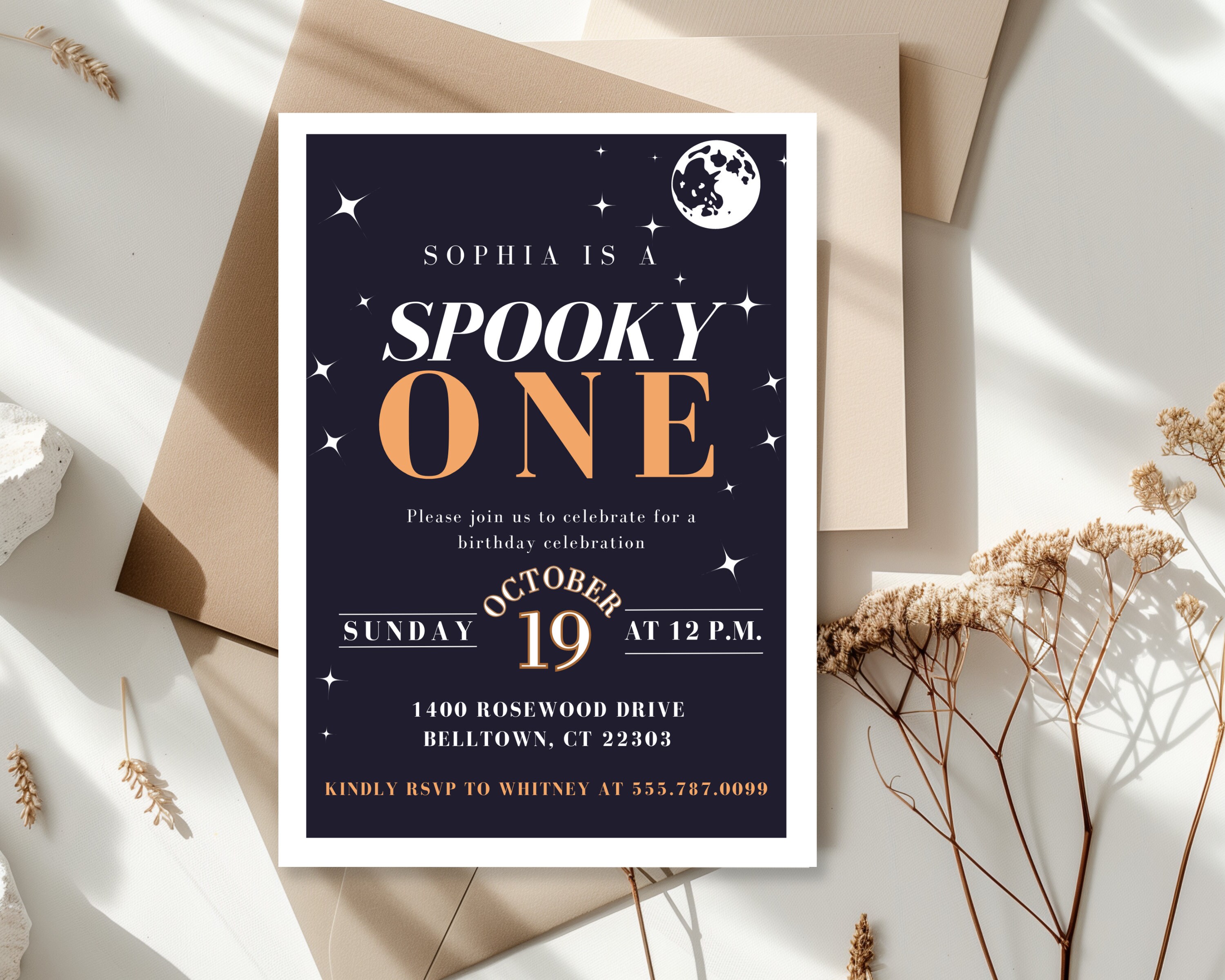 Spooky One First Birthday Invitation Instant Digital Download Canva ...