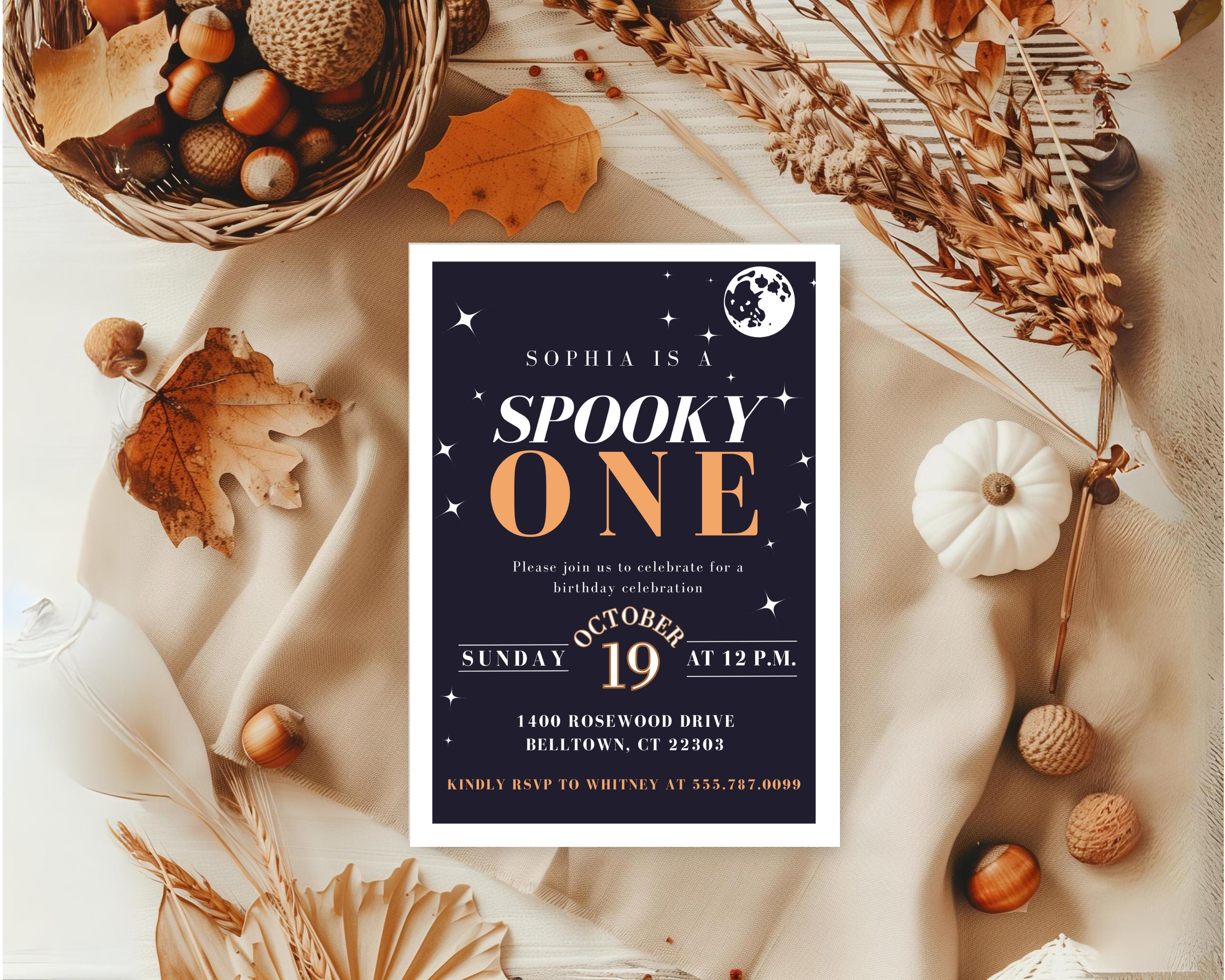 Spooky One First Birthday Invitation Instant Digital Download Canva ...