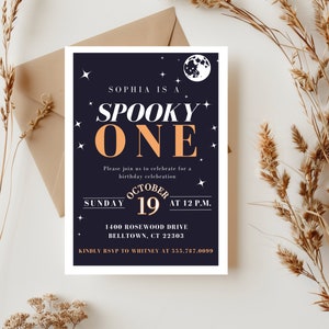 Spooky One First Birthday Invitation Instant Digital Download Canva ...