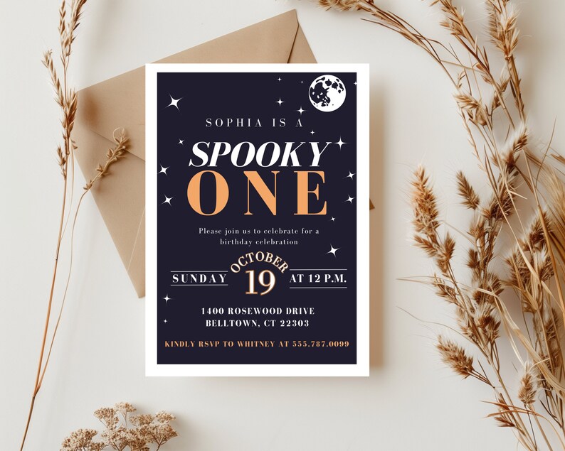 Spooky One First Birthday Invitation Instant Digital Download Canva ...