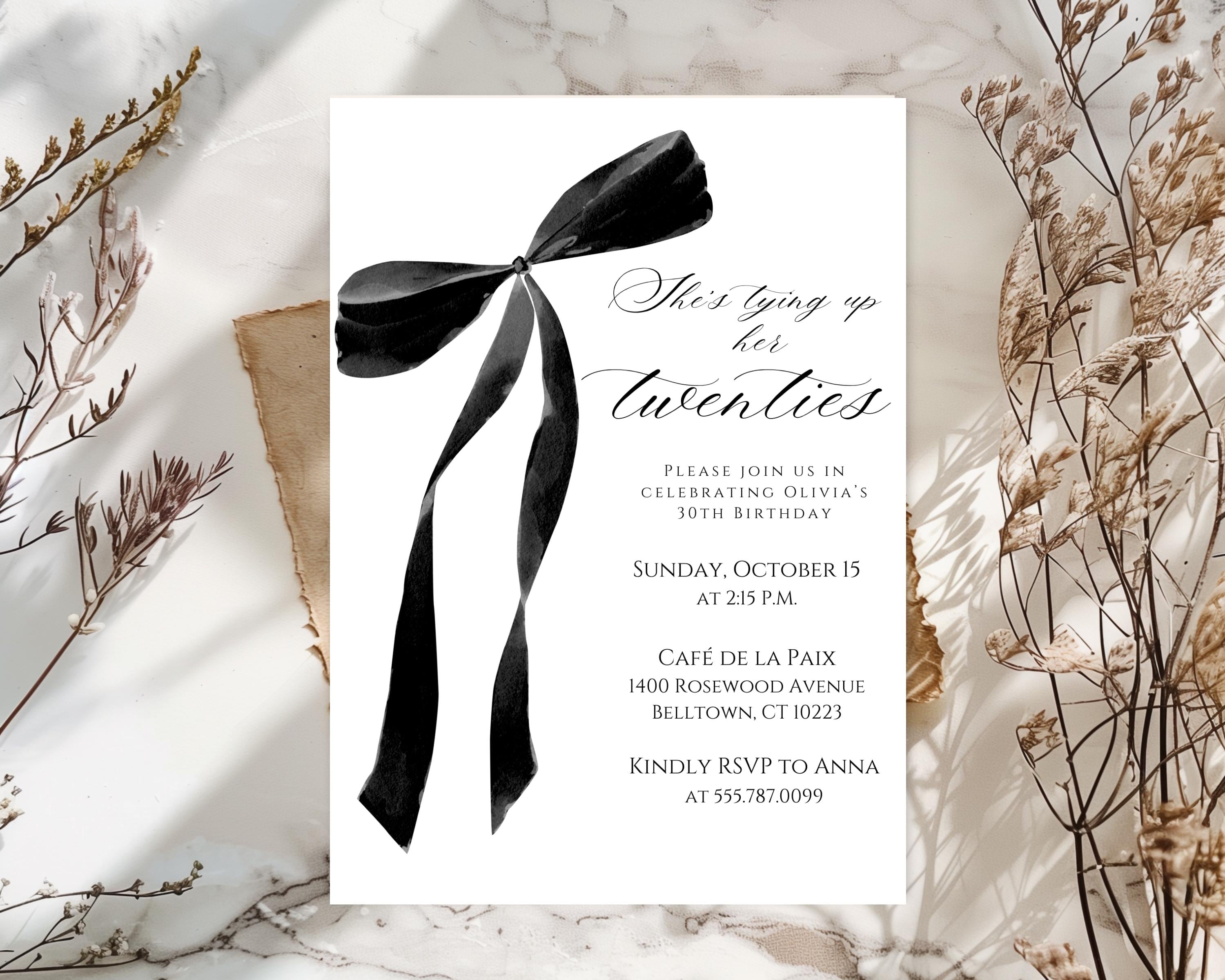 Coquette 30th Birthday Party Invitation for Her She's Tying up Her ...
