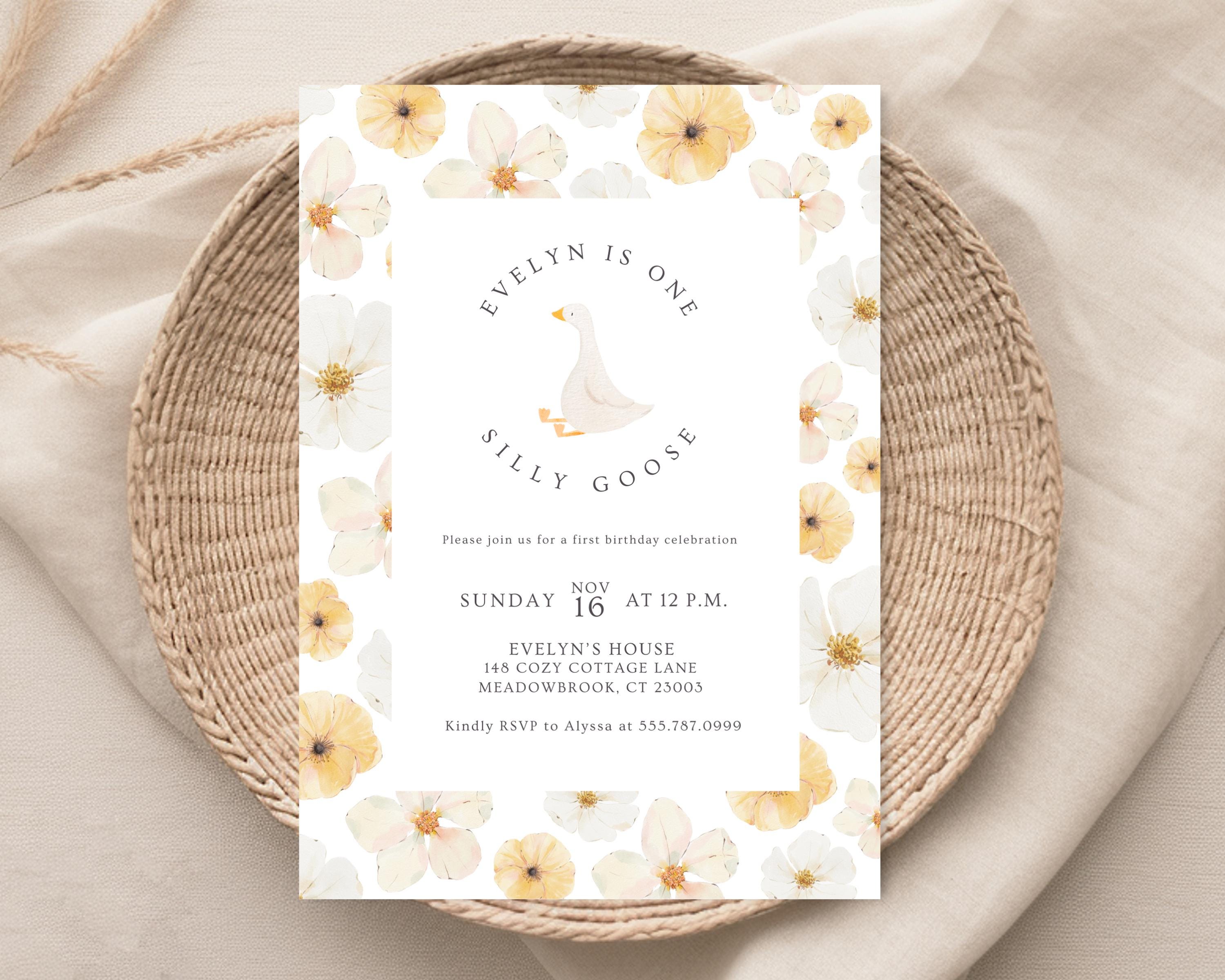 One Silly Goose Birthday Invitation Template Canva Editable Digital ...