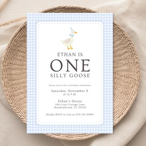 One Silly Goose Birthday Invitation Template | Canva Editable Digital ...
