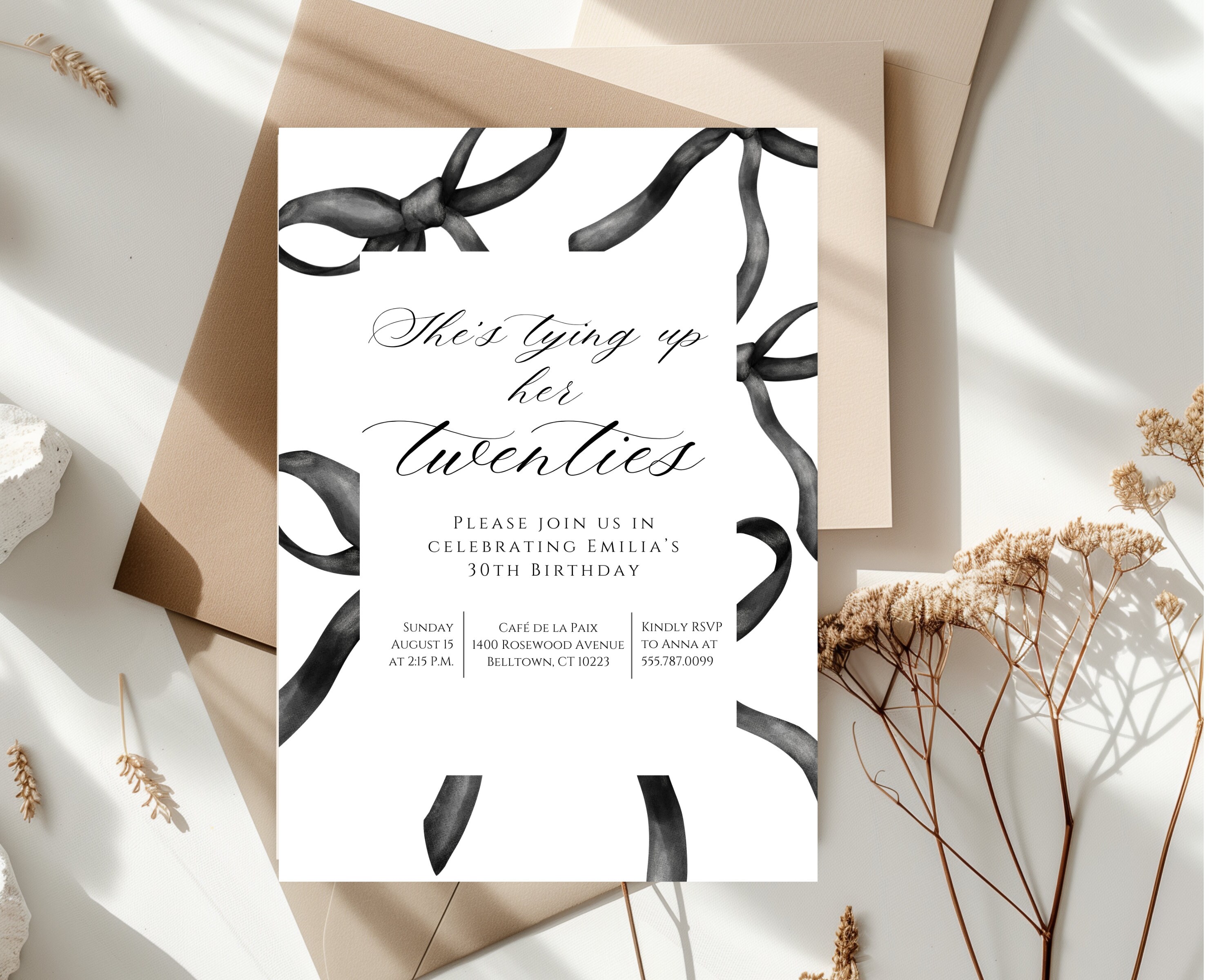 Coquette 30th Birthday Party Invitation for Her She's Tying up Her ...