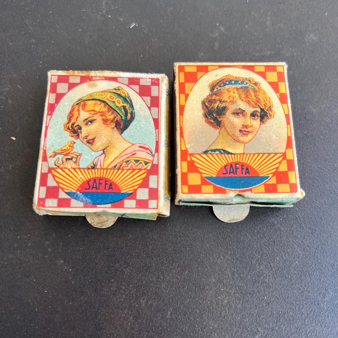 Vintage Matchboxes Set Saffa Matchbox Art With Victorian Lady & Dog ...