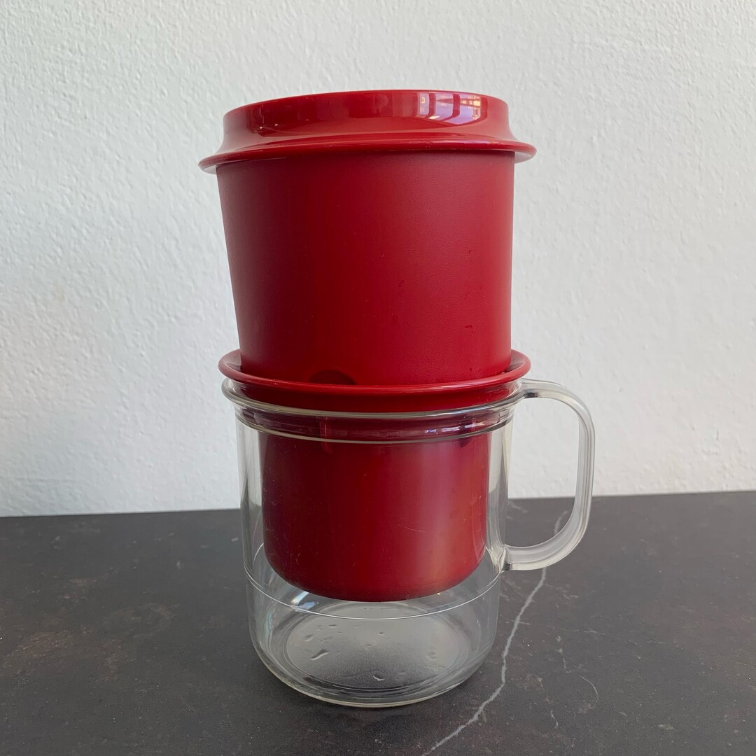 Tupperware Retro Coffee & Tea Filter Set, Red With Gold Filter and ...