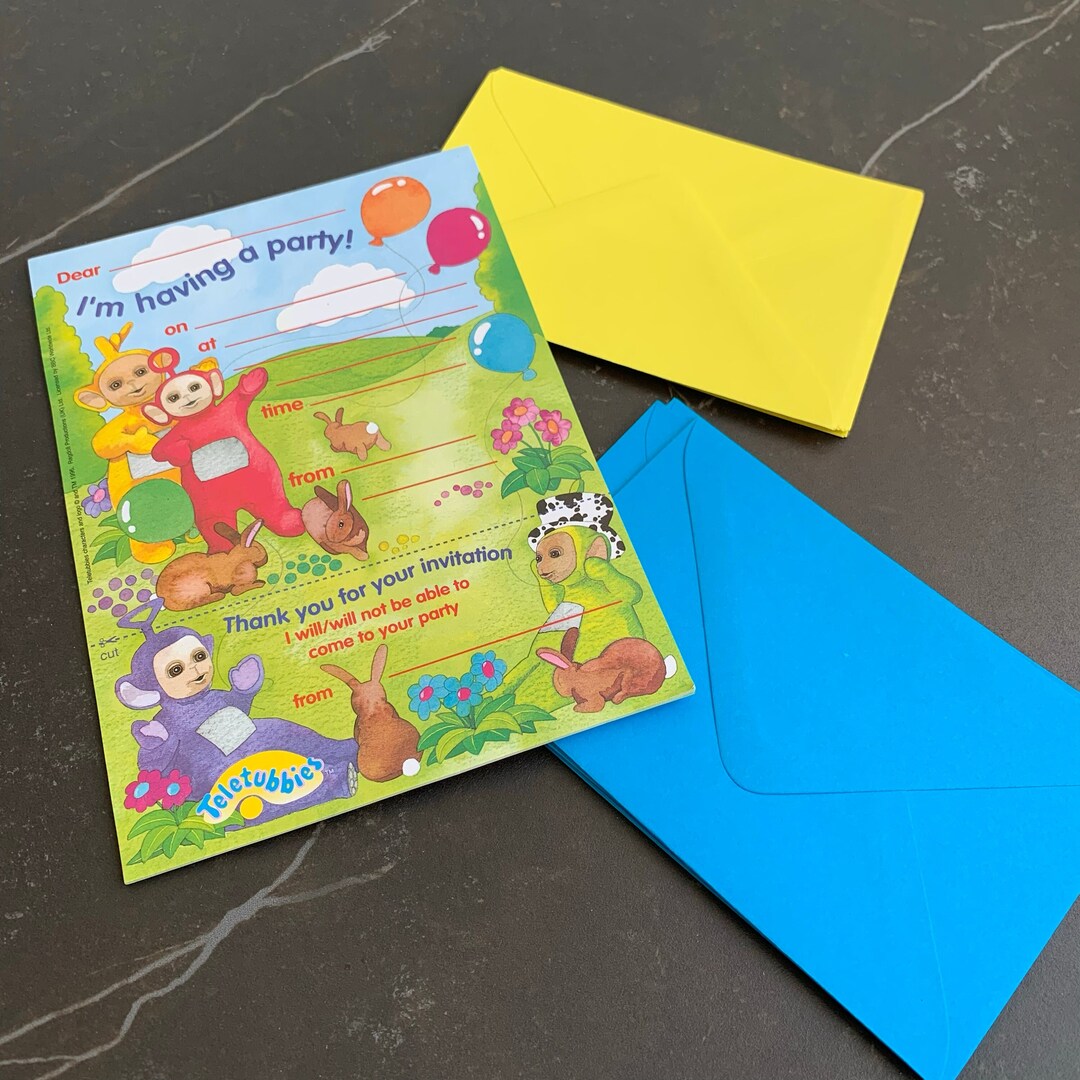 Teletubbies Party Invitations, Vintage Children's Birthday Cards, Set ...