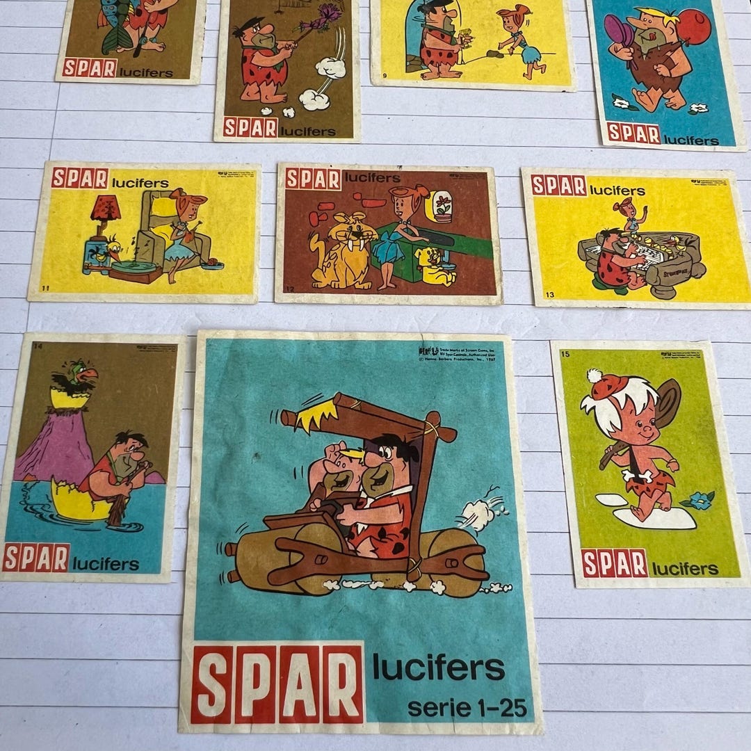 Vintage Flintstones Matchbox Labels - Complete Set of 25 SPAR Lucifers ...