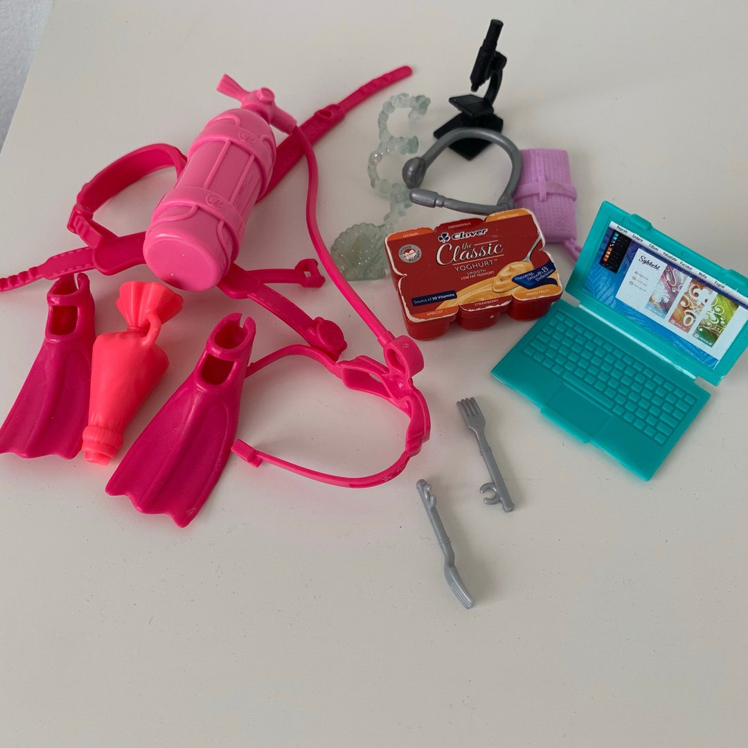 Vintage Barbie Accessories , Mix, Diving Set for Barbie, Laptop for ...