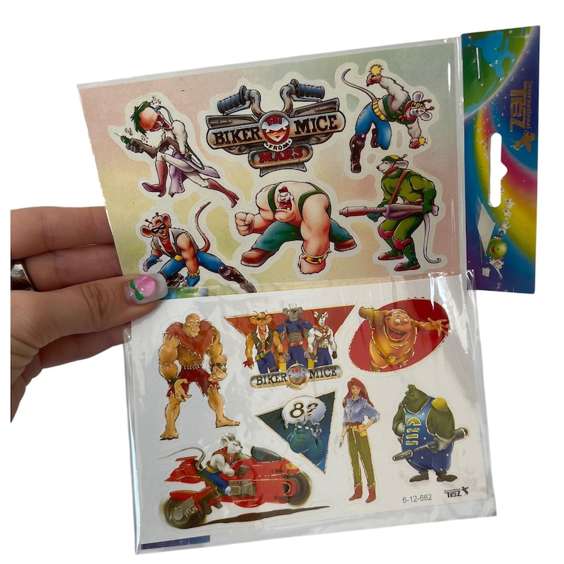 Vintage Biker Mice From Mars And Power Rangers Stickers 2 Sheet Set