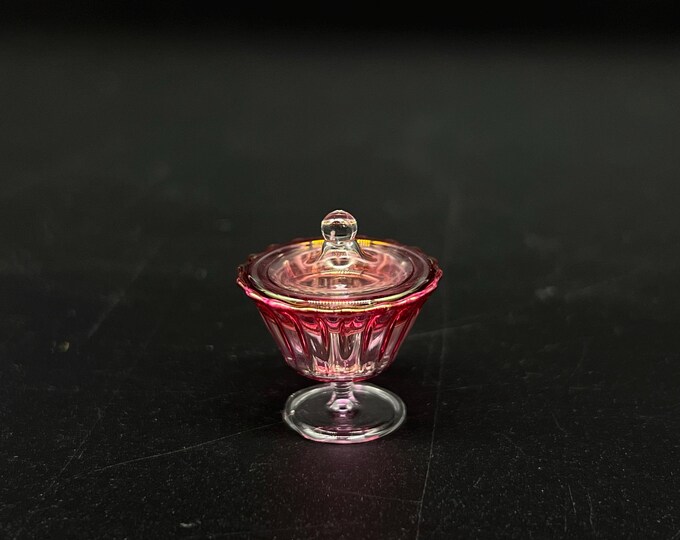 Miniature Glass Candy Dish With Lid – 1:12 Scale Dollhouse Dessert Bowl ...