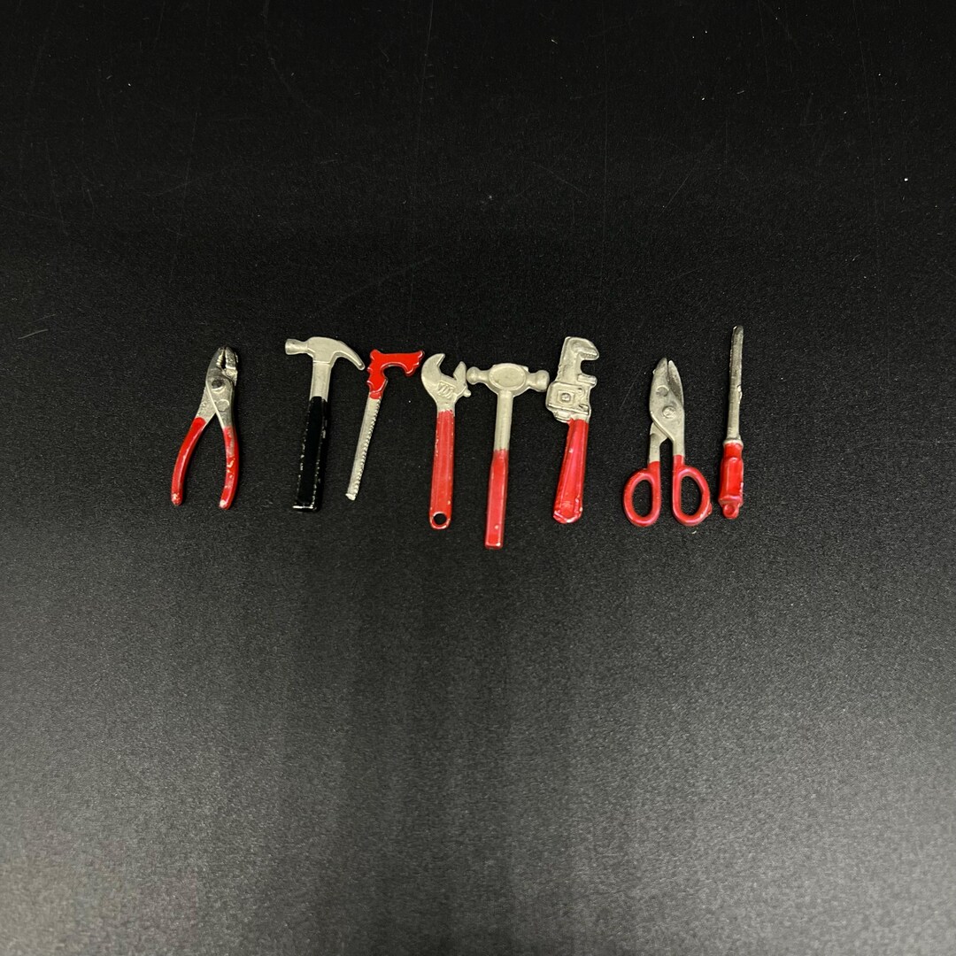 Miniature Dollhouse Tool Set – 8 Vintage Metal Tools – Hammer, Saw ...