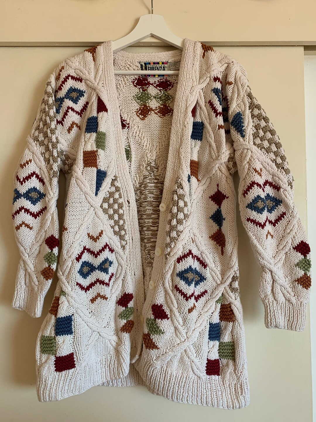 Vintage Forenza Sweater Cardigan Women's Large Embroidered Knit ...