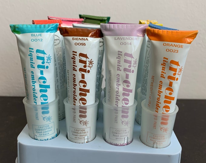 Vintage Tri-chem Liquid Embroidery Paint Set – 12 Color Craft Set With ...