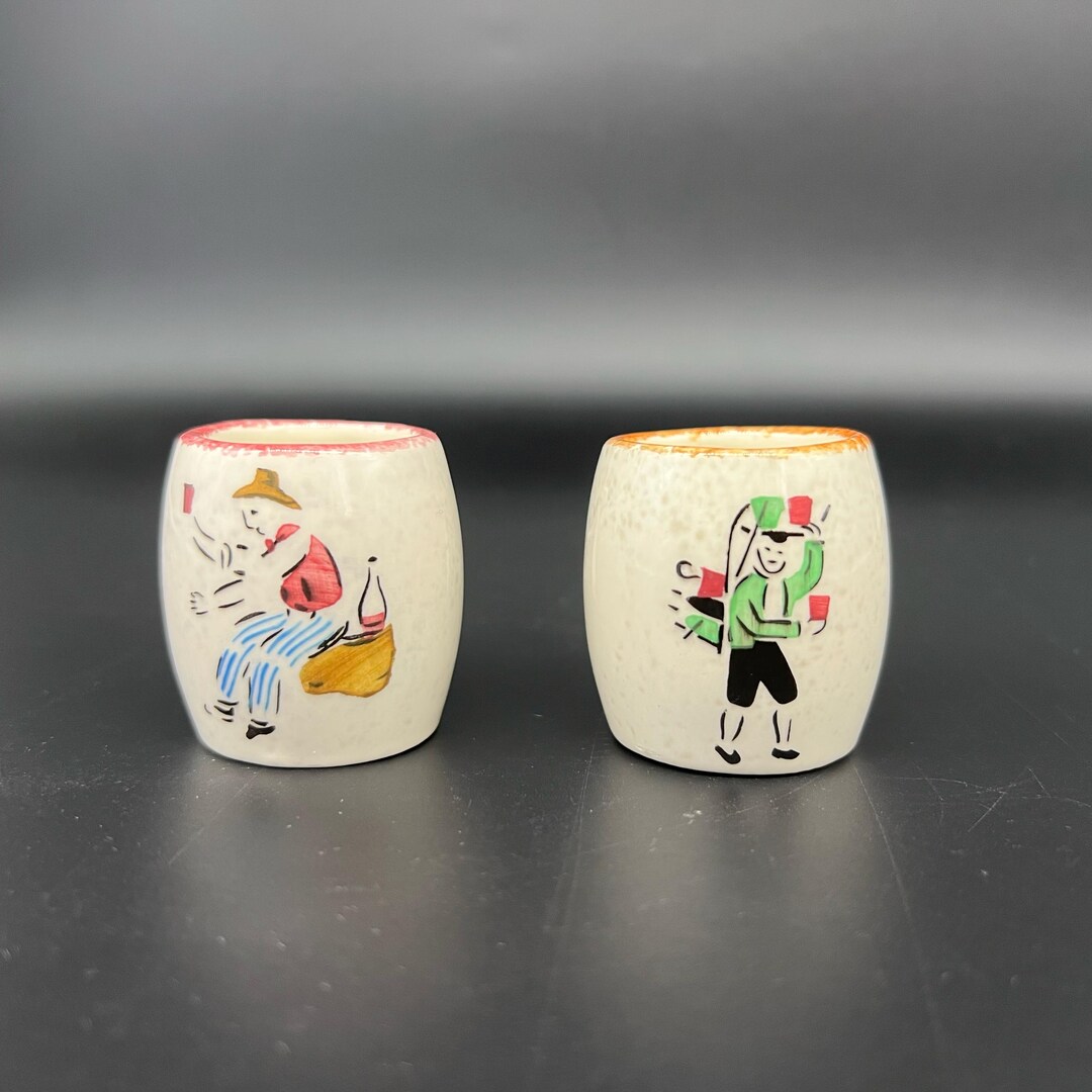 Vintage Hand-painted Shot Mugs | Mini Ceramic Schnapps Cups | 4 Cm-set ...