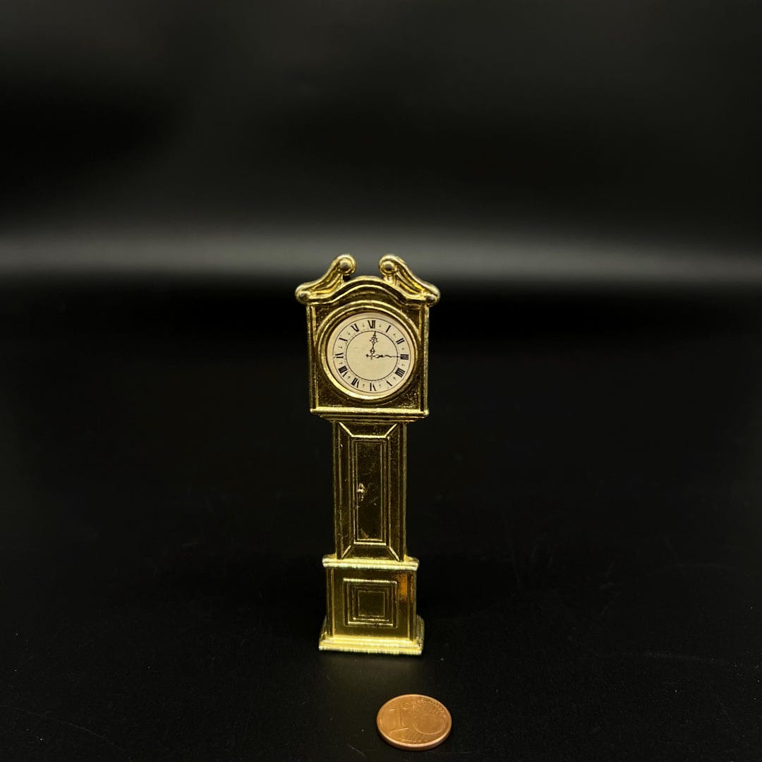 Vintage Dollhouse Grandfather Clock Miniature – Gold Tone, 1:12 Scale ...