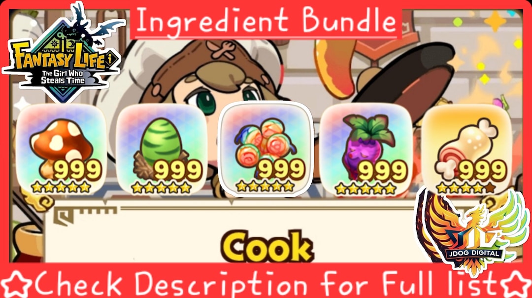 Fantasy Life I: TGWST In-game Cooking Ingredients Bundle - Etsy