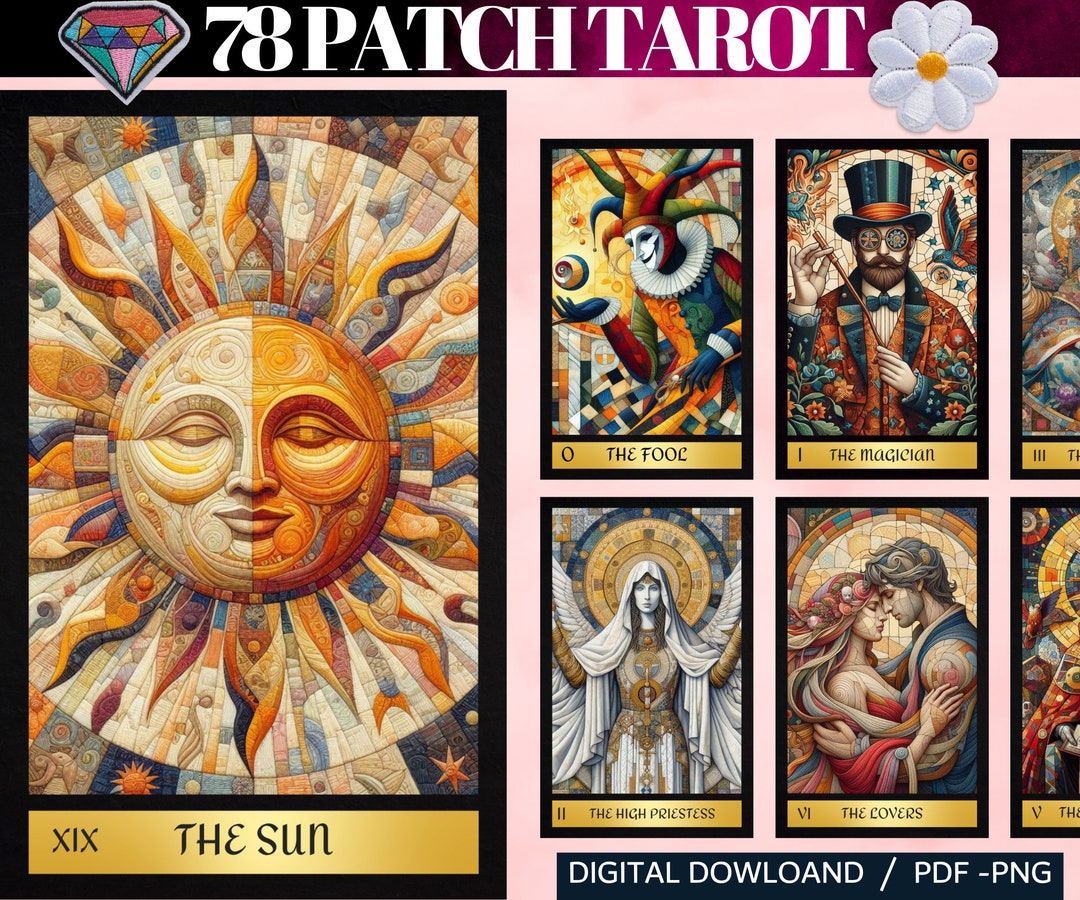 78 Patch Theme Digital Tarot Cards - Printable Art Tarot Deck - Digital ...