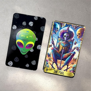 Alien Tarot Card Deck: Gold Art, 78 Cards With Box - Etsy