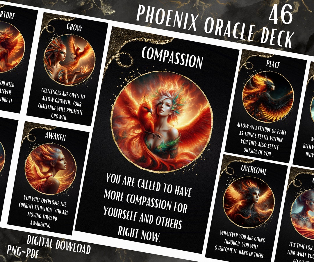 Phoenix Oracle Card Deck: 46 Digital Cards (PNG Format) - Etsy