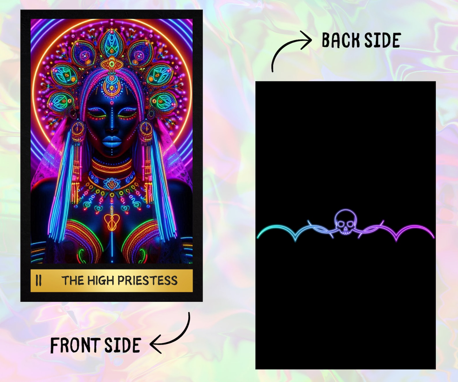 78 Neon Tarot Cards: Printable Digital Deck (PNG) - Etsy