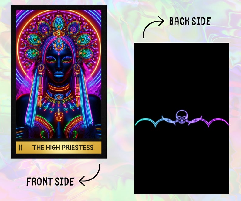 78 Neon Theme Digital Tarot Cards Printable Tarot Deck Digital Cards ...