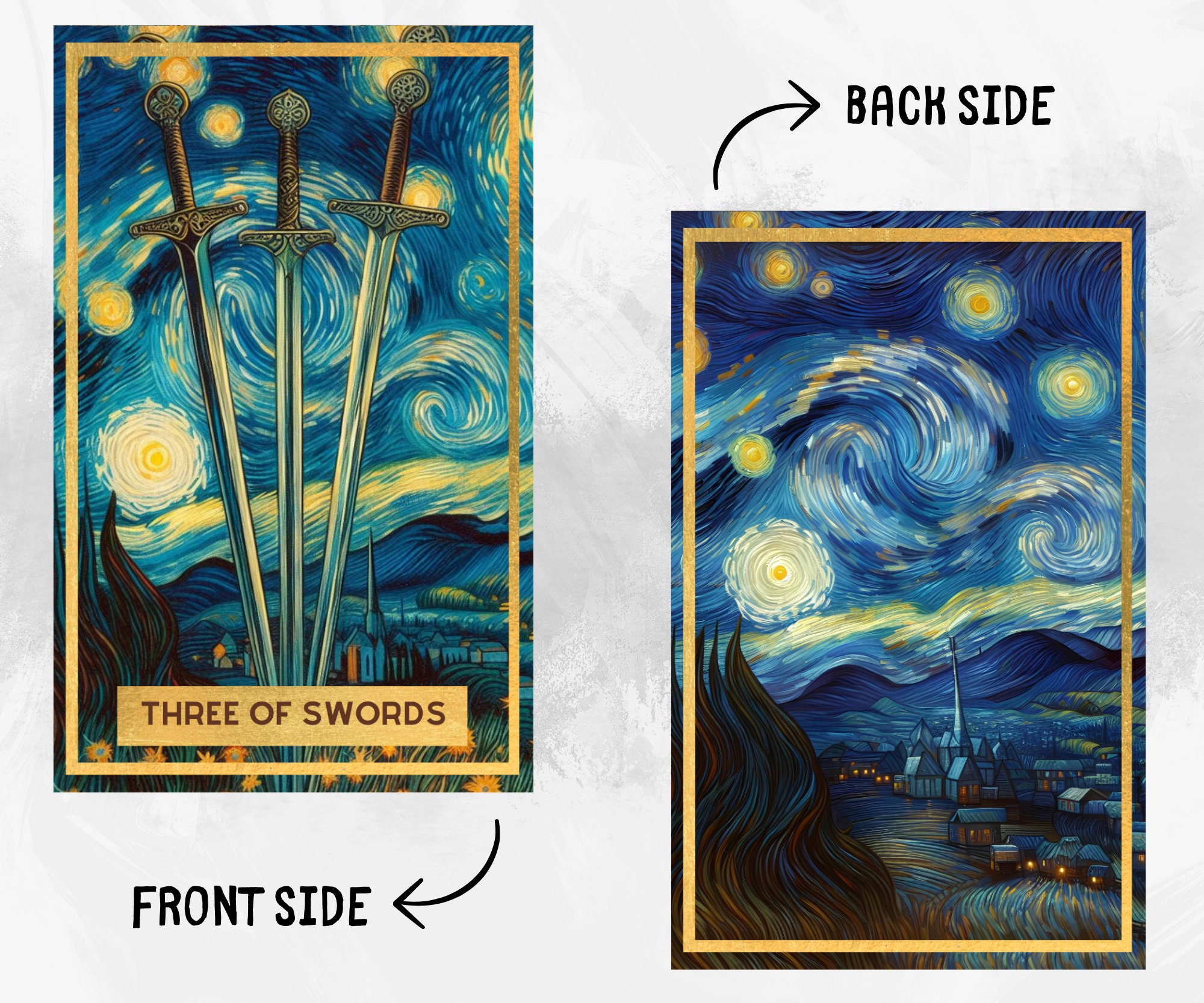 78 Starry Night Magic Theme Digital Tarot Cards Printable Tarot Deck ...
