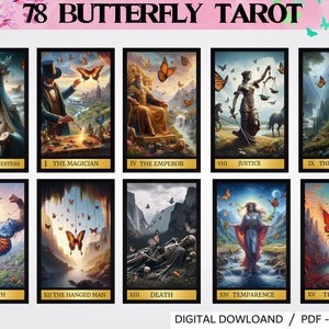 78 Butterfly Theme Digital Tarot Cards - Printable Art Tarot Deck ...