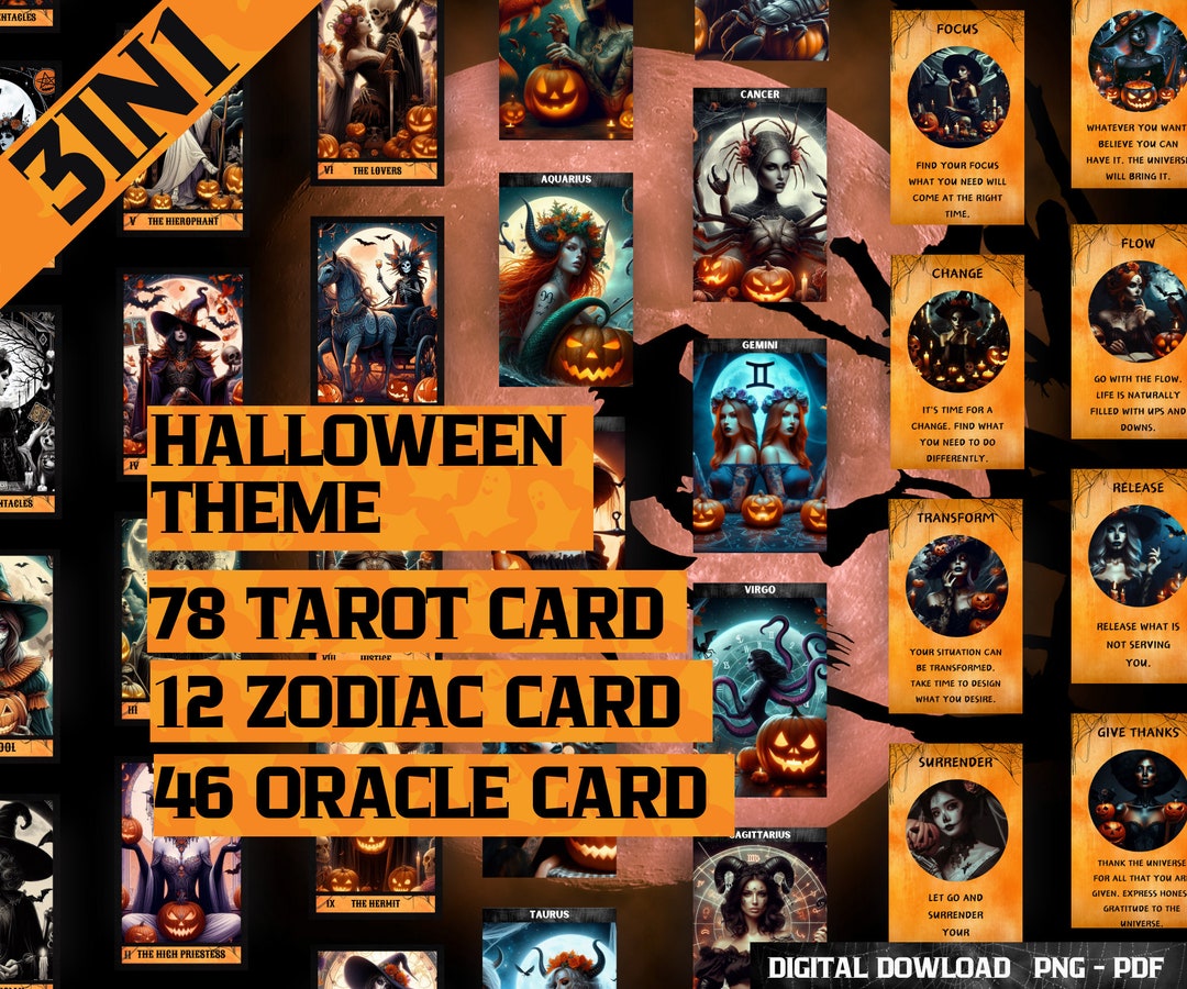 Halloween Tarot Card Deck: Zodiac & Oracle Bundle (digital Download) - Etsy