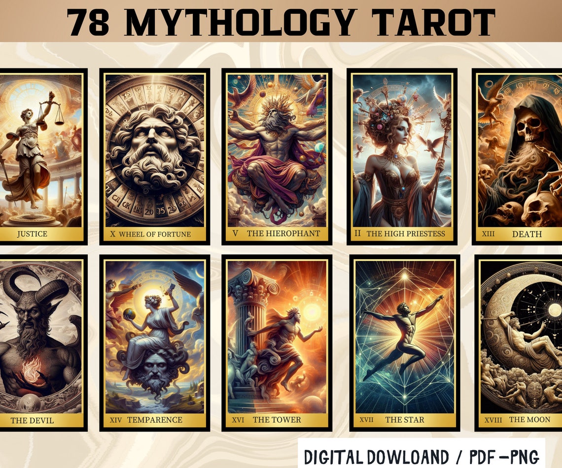 78 Mythology Theme Digital Tarot Cards Printable Tarot Deck Digital ...