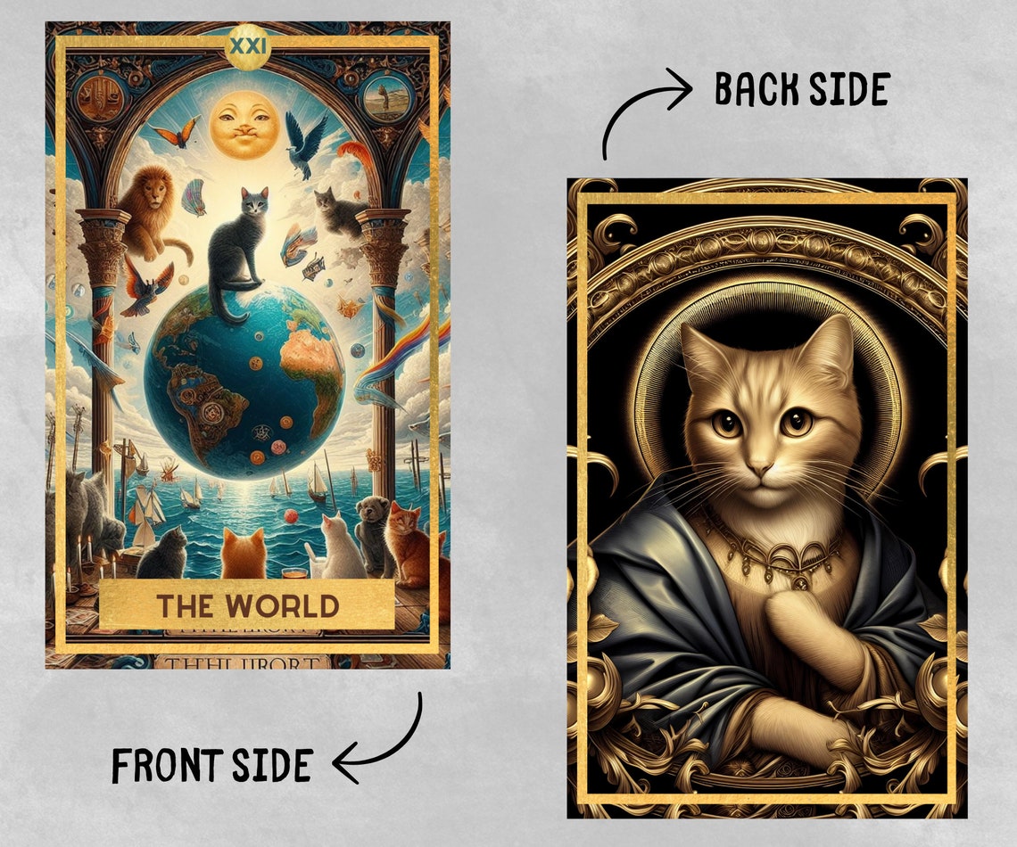 78 CAT Magic Theme Digital Tarot Cards Printable Tarot Deck Digital ...