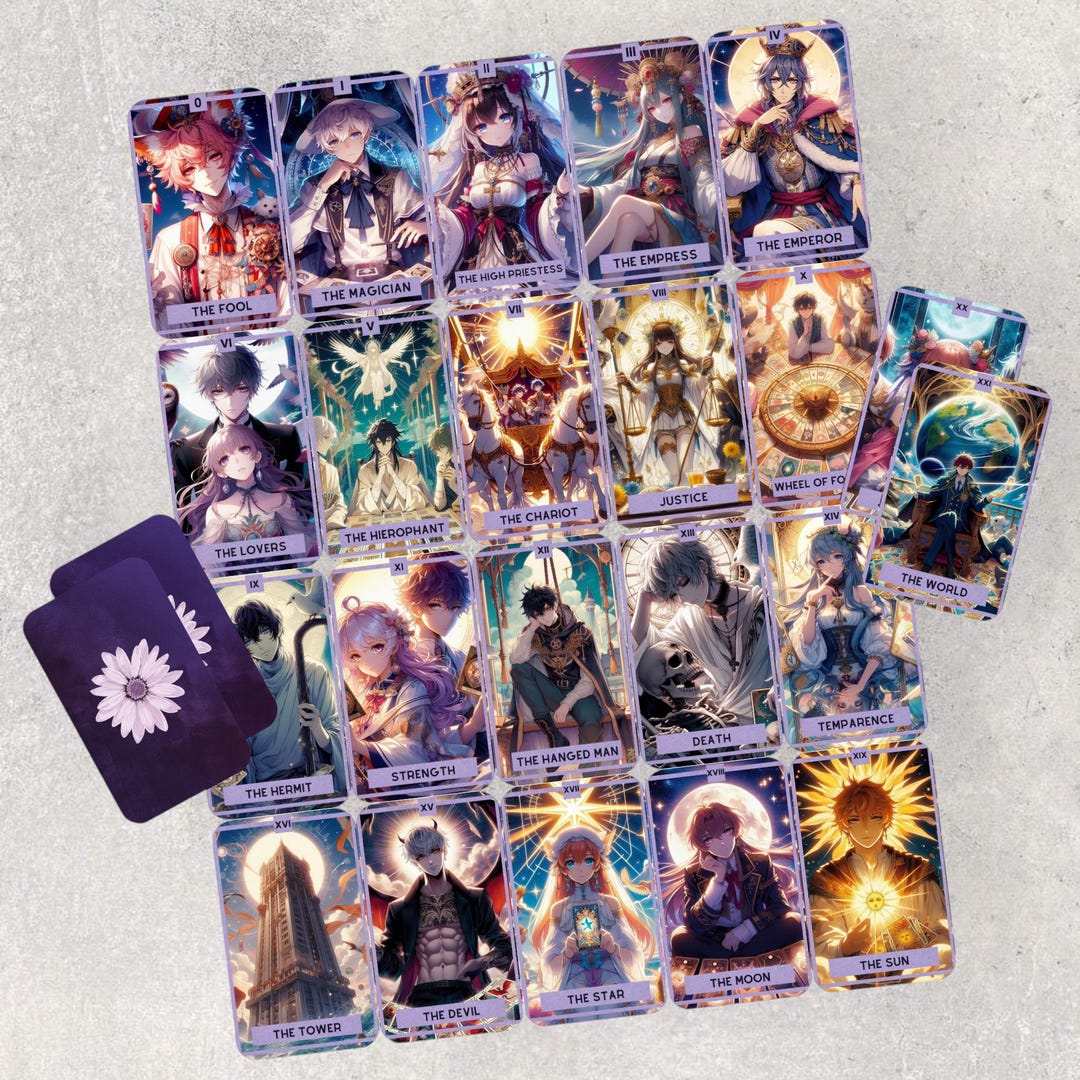 Anime Tarot Card Deck: 78-card Complete Tarot With Gold Box - Etsy