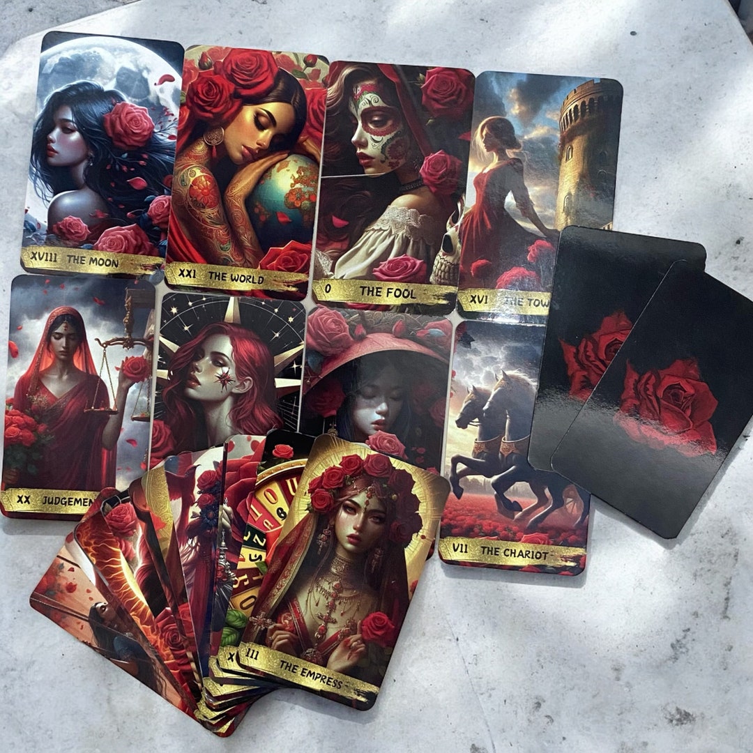 Red Rose Tarot Card, Flowers Tarot Card and Tarot Box, 78 Tarot Card Deck - Etsy