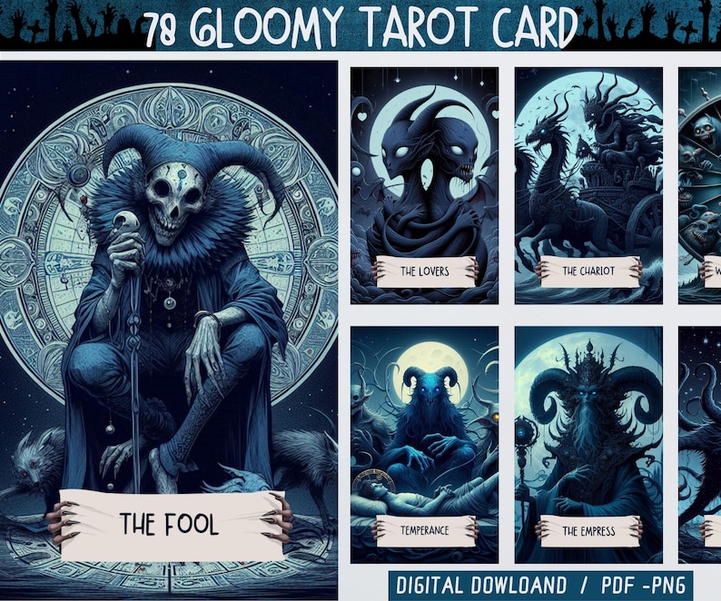 Gloomy Monster Tarot Deck: 78 Printable Cards (digital Download) - Etsy