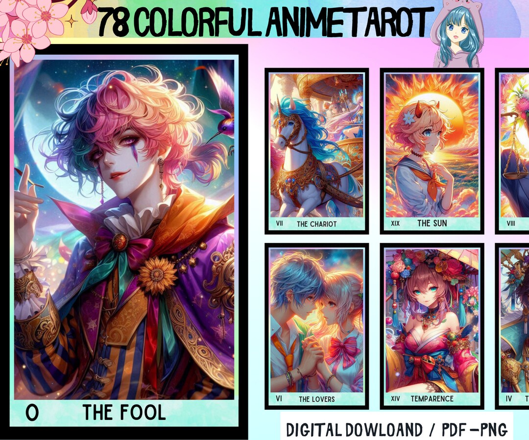 Colorful Anime Tarot Cards - 78 Card Deck (PNG) - Etsy