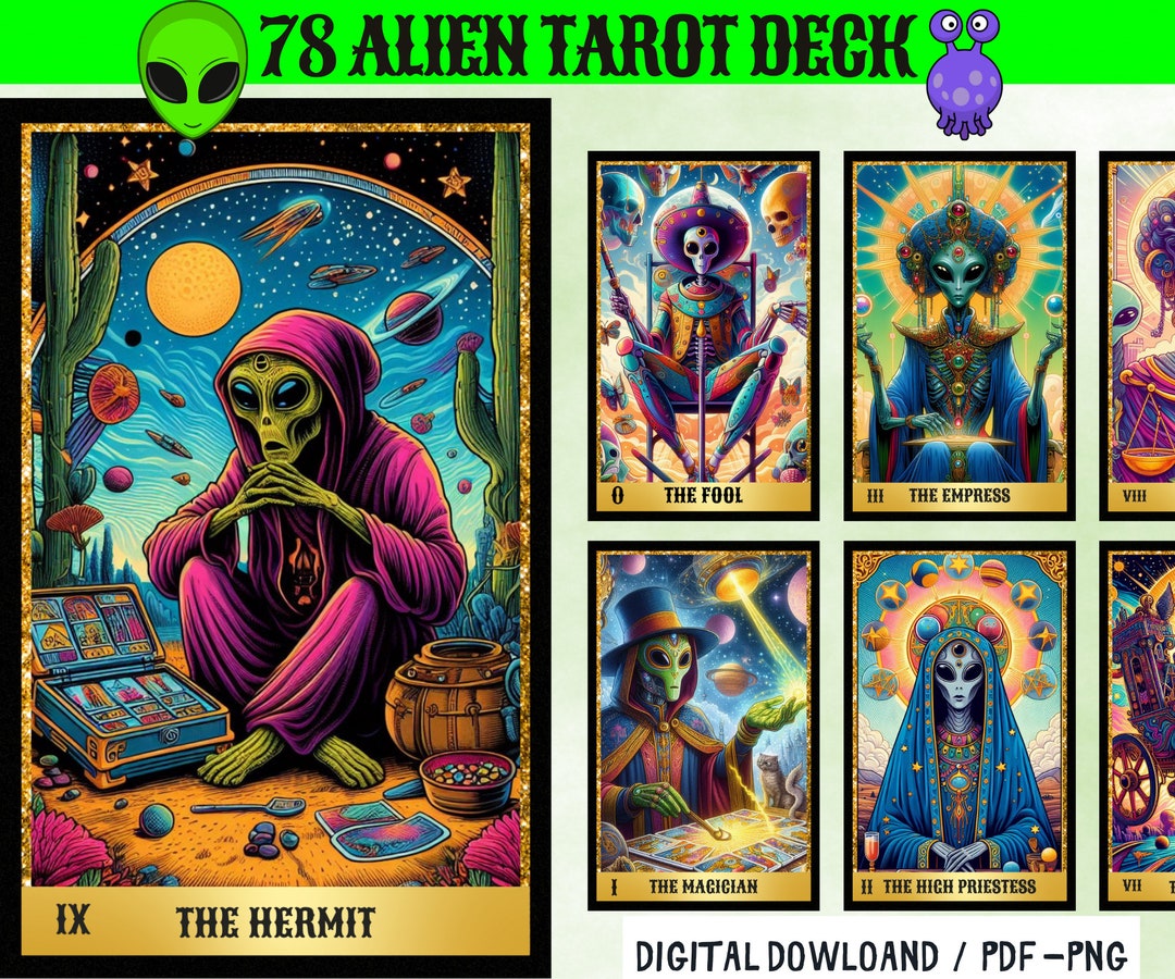 78 Alien Digital Tarot Cards - Printable Tarot Deck - Digital Cards ...