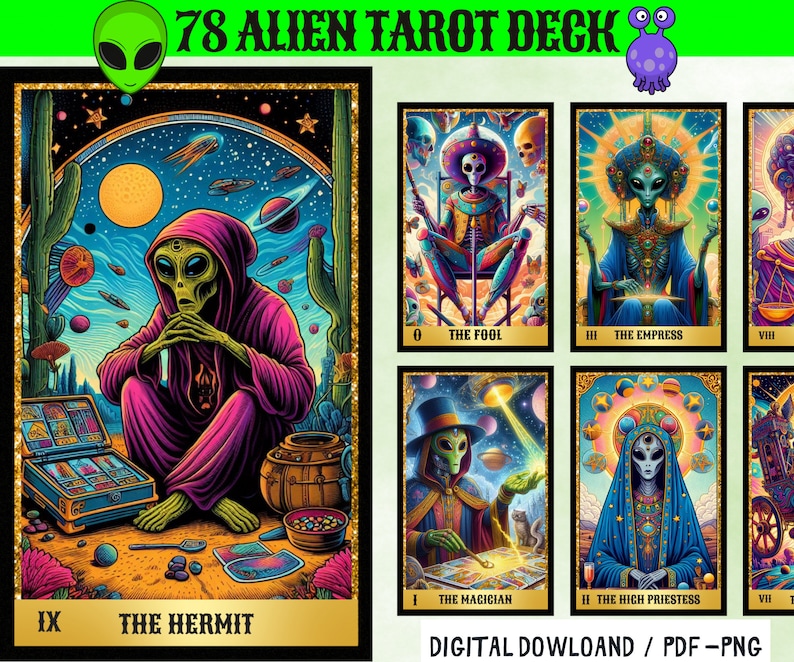 78 Alien Tarot Cards: Printable PNG Deck (digital Download) - Etsy
