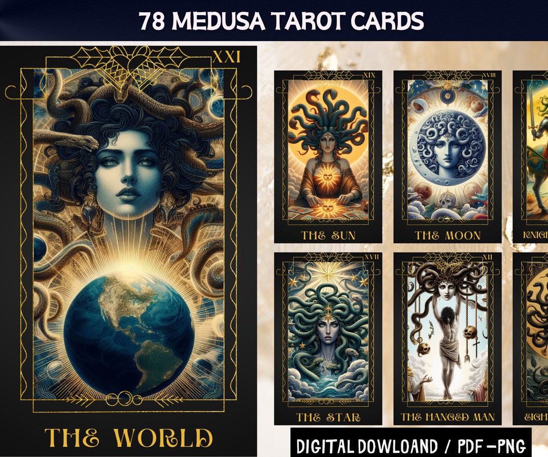 78 Medusa Theme Tarot Cards: Printable Oracle Deck (digital Download ...
