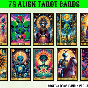 78 Alien Digital Tarot Cards - Printable Tarot Deck - Digital Cards ...