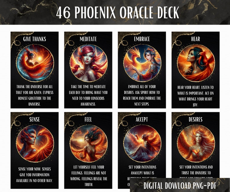 Phoenix Oracle Card Deck Printable Oracle Deck Digital Cards Deck Printable Oracle - Etsy