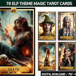 78 ELF Theme Digital Tarot Cards - Printable Tarot Deck - Digital Cards ...