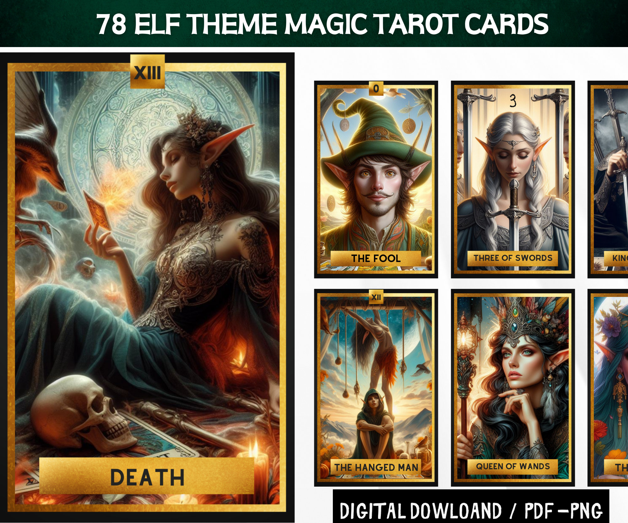 78 Elf Theme Tarot Cards: Printable Oracle Deck (digital Download) - Etsy