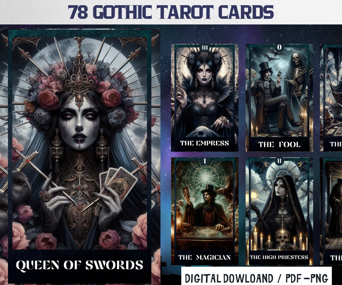 78 Gothic Tarot Cards: Printable Deck (digital Download) - Etsy