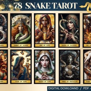 78 Snake Theme Digital Tarot Cards - Printable Shahmeran Tarot Deck ...
